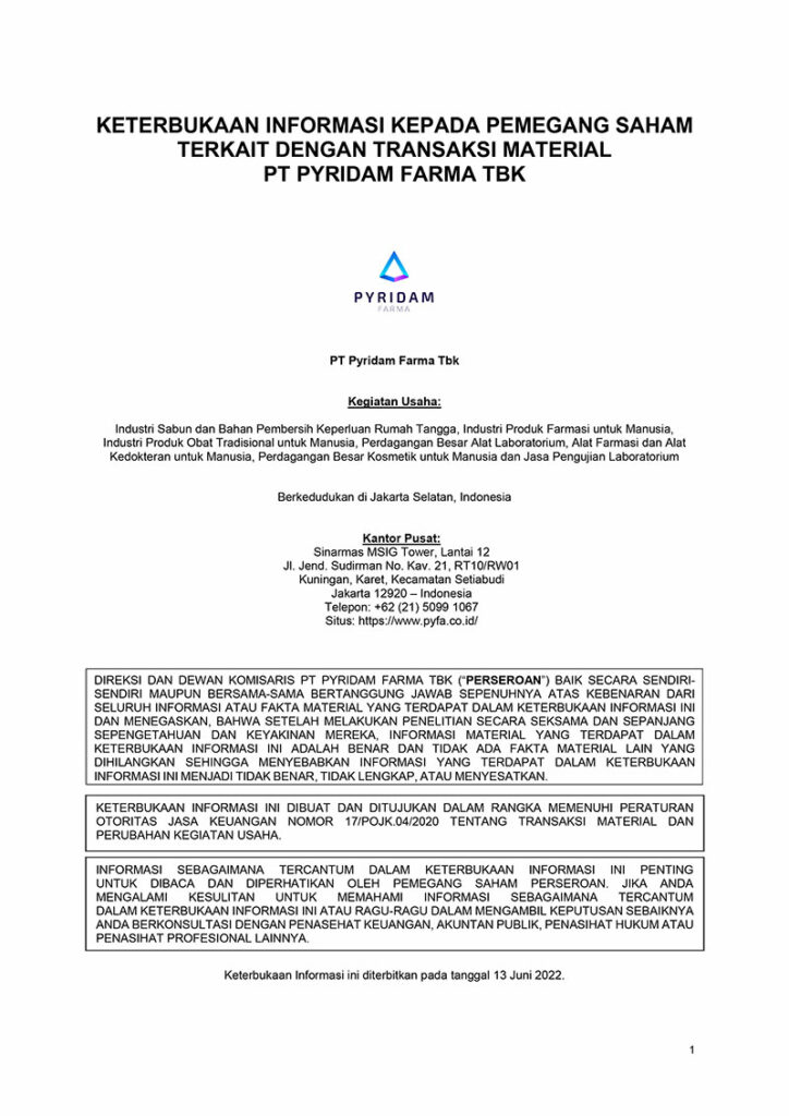 General Meeting of Shareholders Related Information - Pyfa Group